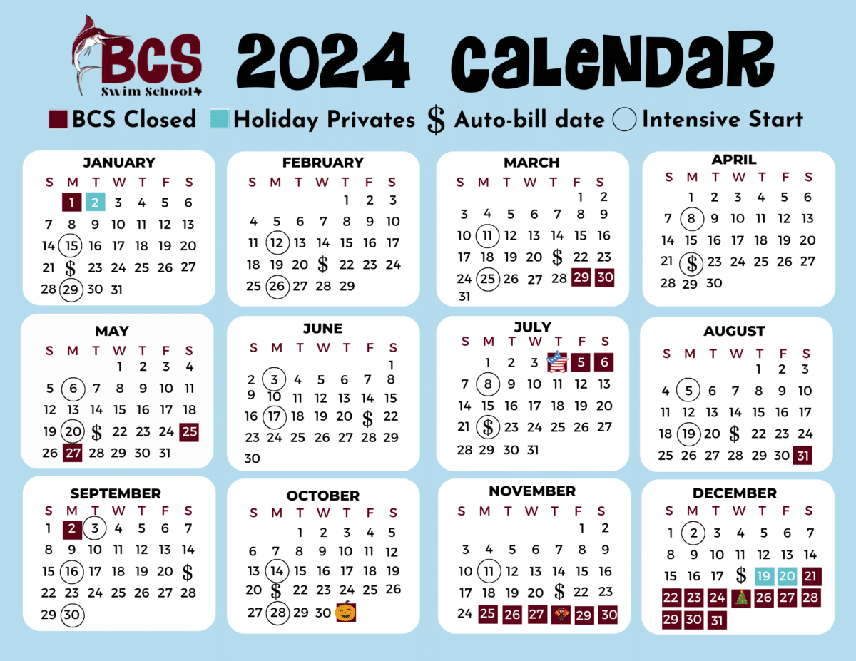 Calendar - BCS Swim School - Year-Round Swim Lessons Bryan/College Station